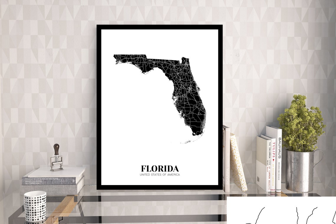 Map of Floridaprintable Florida Map Printable FL Wall Art - Etsy