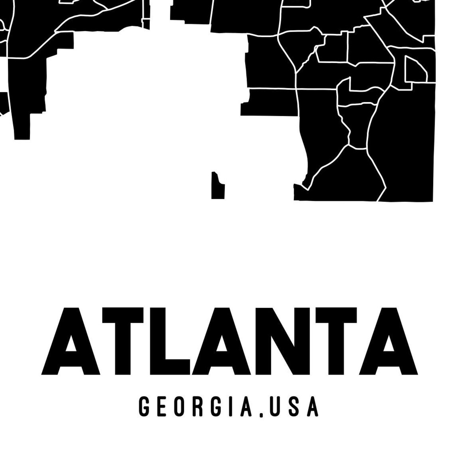 Atlanta Georgia Printable Map Atlanta Neighborhoods Print - Etsy