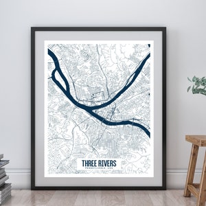 Pittsburgh Three Rivers Printable Map, Three Rivers Map, Three Rivers ...