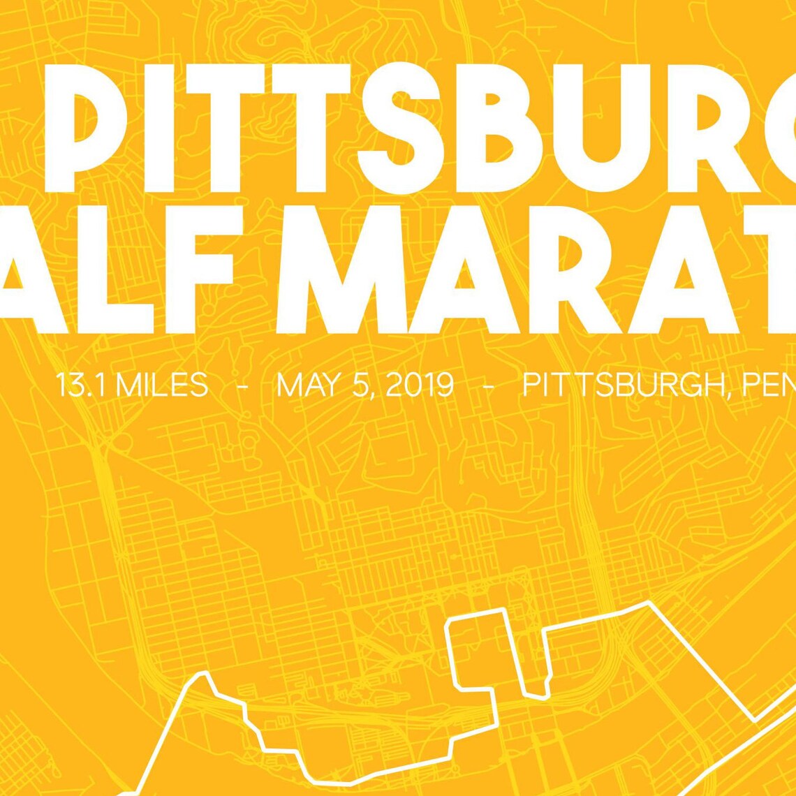 Pittsburgh Half Marathon Course Map 2019 Marathon Printable | Etsy