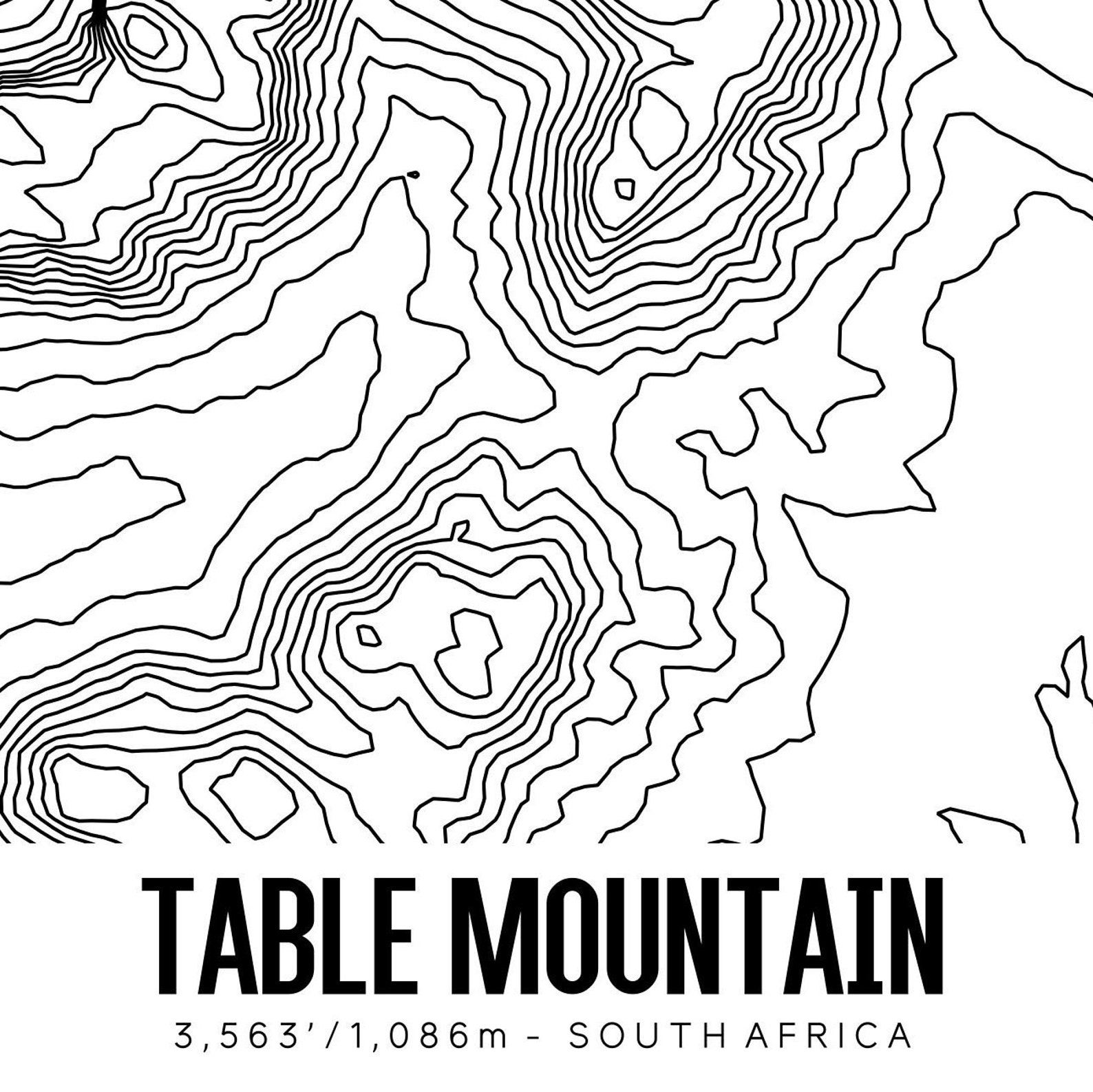 Table Mountain Topographic Map Cape Town Map South Africa - Etsy