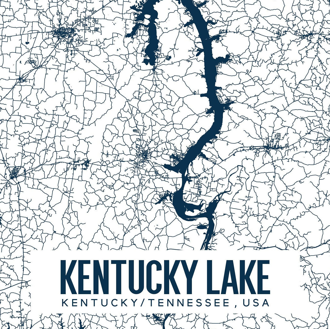 Kentucky Lake Printable Map Poster Kentucky Lake Digital - Etsy