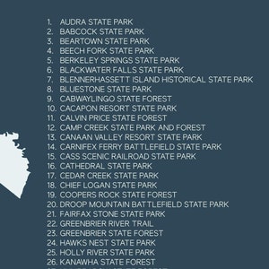 West Virginia State Parks Map Printable (Download Now) - Etsy
