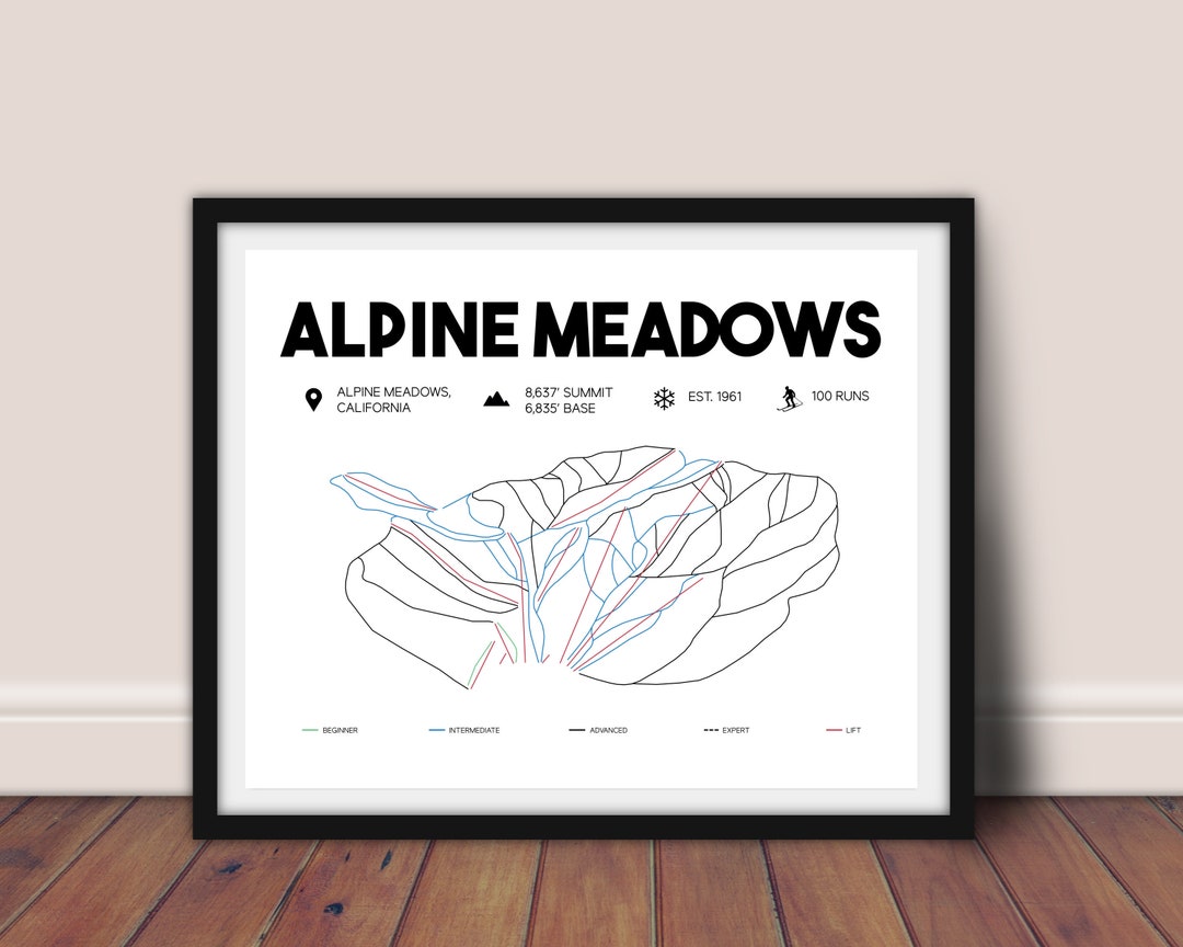 Alpine Meadows Calfornia Printable Ski Map 16x20, Alpine Meadows Map ...