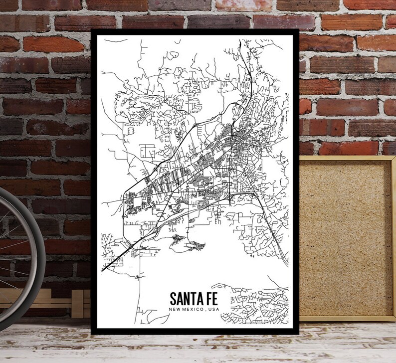 Santa Fe New Mexico Map Printable Printable Map for Office - Etsy
