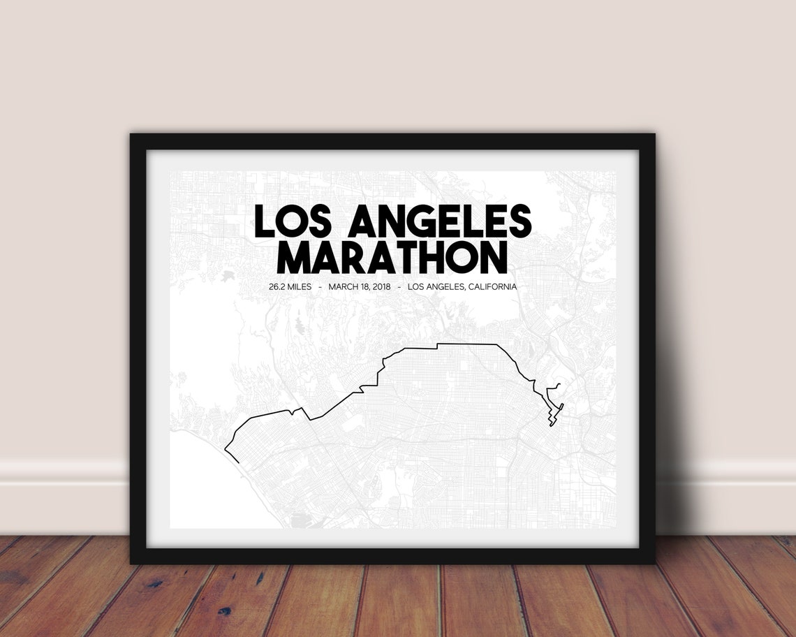 Los Angeles Marathon Course Map 2018 Marathon Printable Map | Etsy