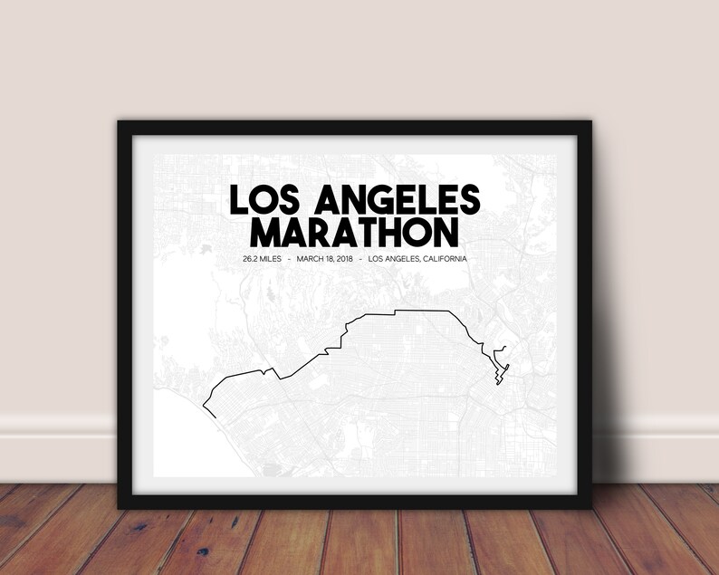 Los Angeles Marathon Course Map 2018 Marathon Printable Map | Etsy
