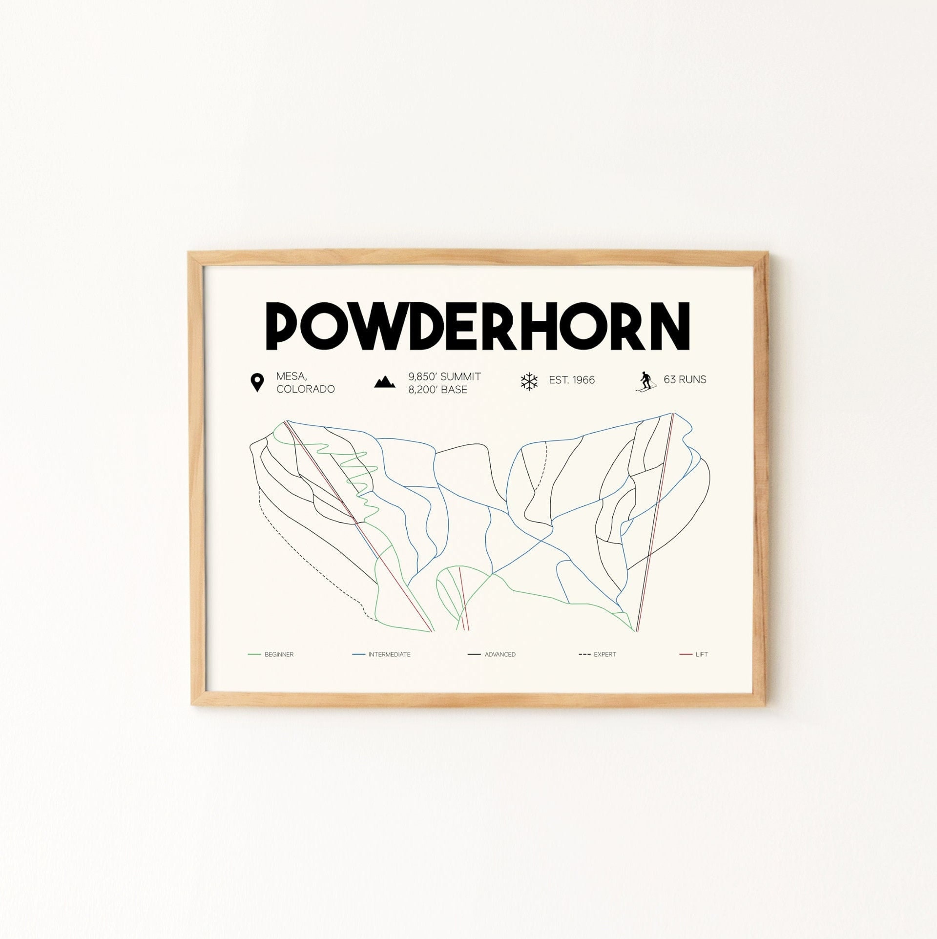 Powderhorn Colorado Printable Ski Trail Map Powderhorn - Etsy