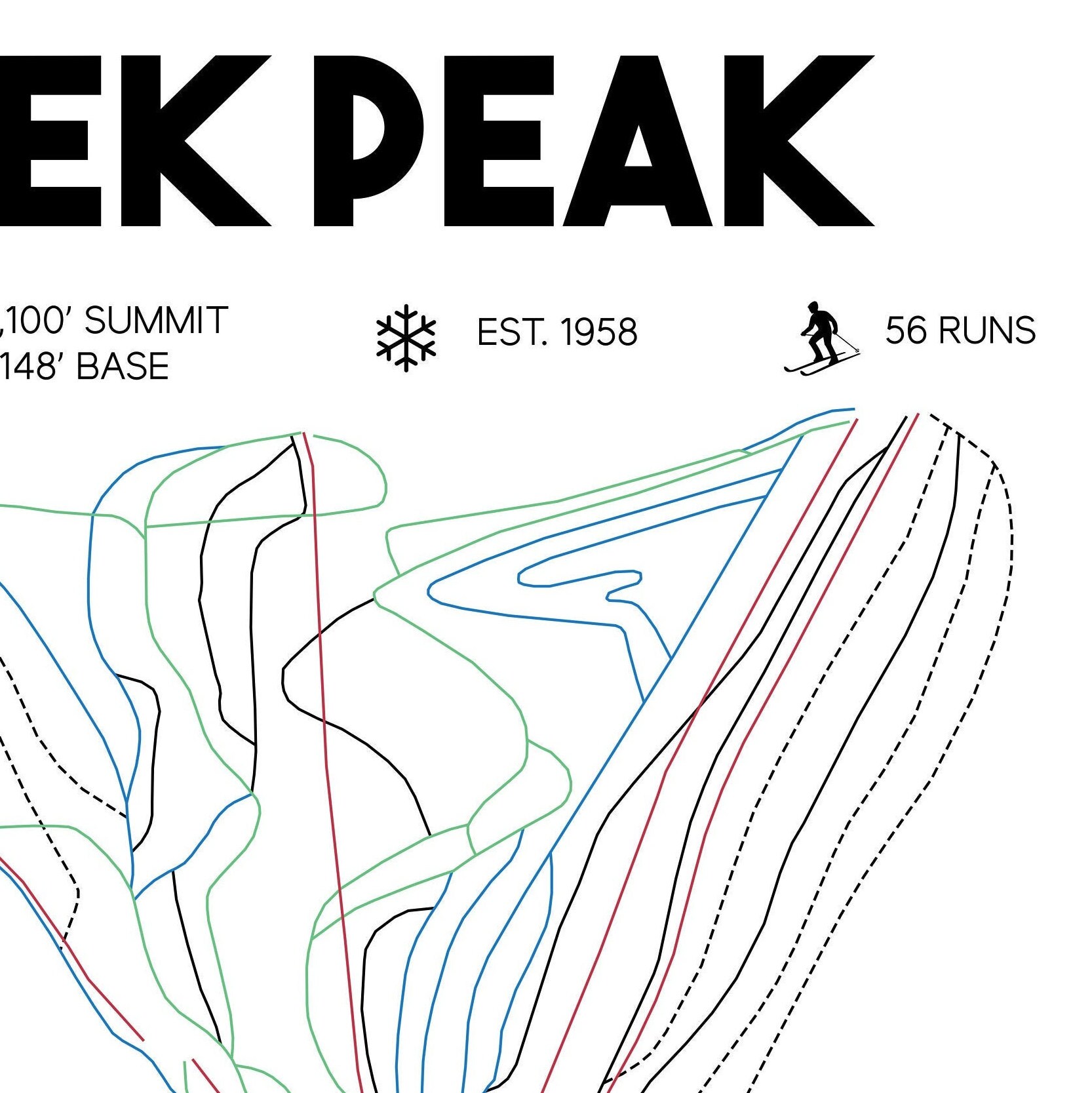 Greek Peak Printable Ski Resort Map 16"x"20", Greek Peak New York Trail ...