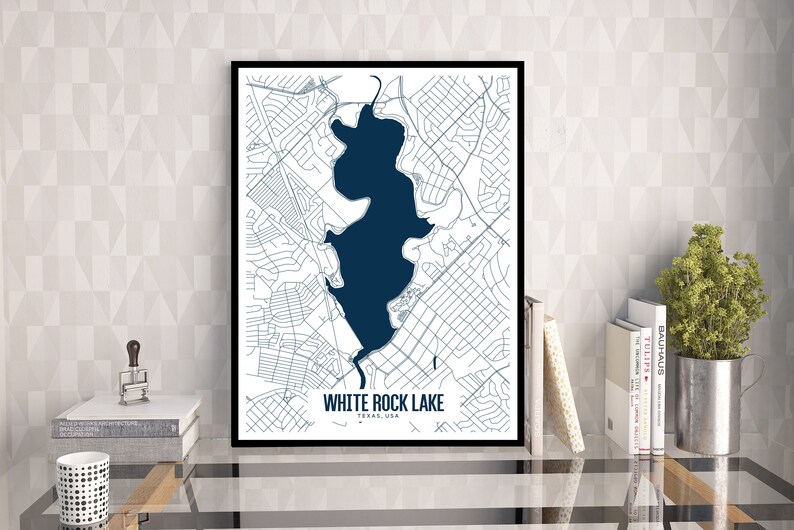 White Rock Lake Texas Printable Map White Rock Lake Wall Art - Etsy