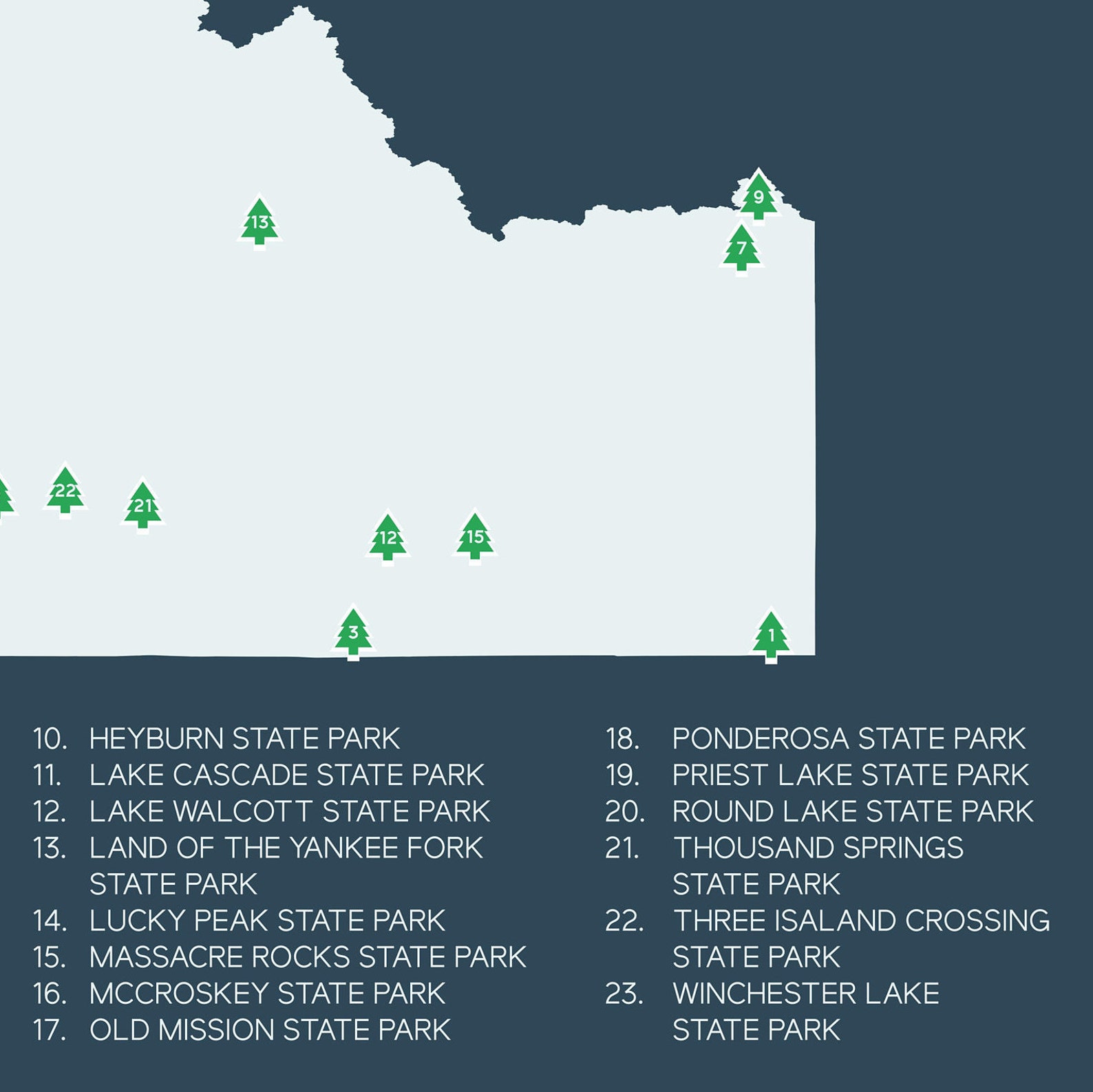 Idaho State Parks Map printable 16x20 Gift for | Etsy