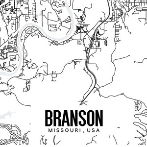 Branson Missouri Printable Map Branson Map Art Printable - Etsy