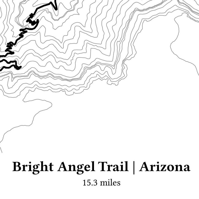 Bright Angel Trail Topographic Map, Printable Bright Angel Hiking Map ...