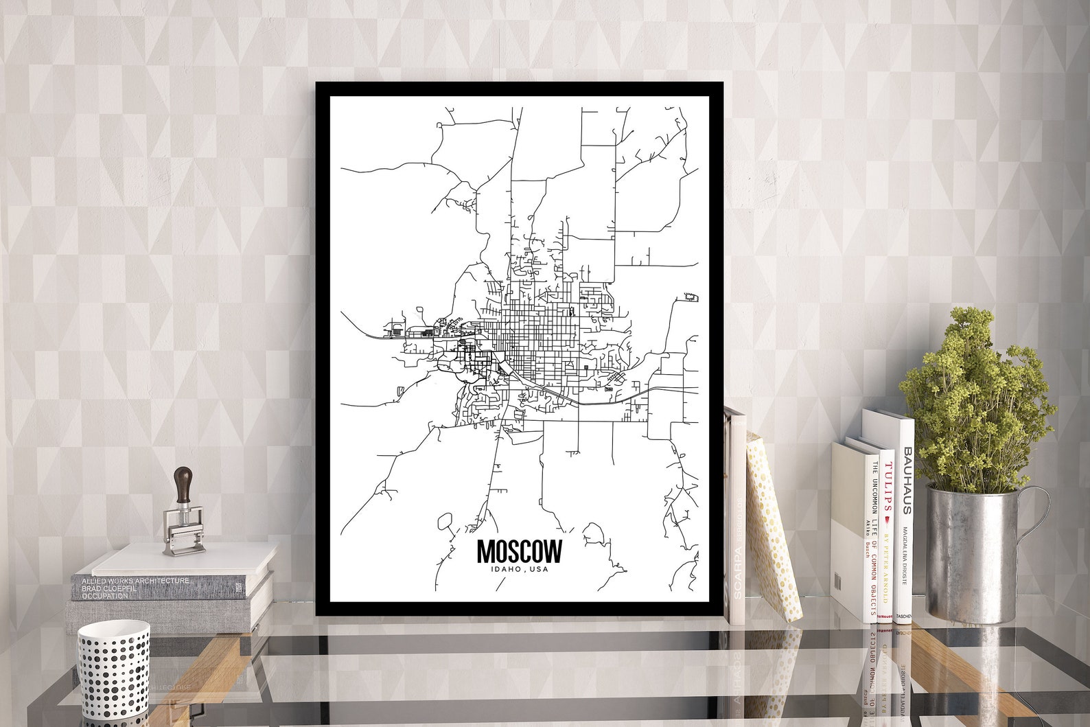 Moscow Idaho Printable Map City Map Art Moscow ID Wall Art | Etsy