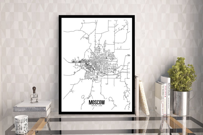 Moscow Idaho Printable Map City Map Art Moscow ID Wall Art | Etsy