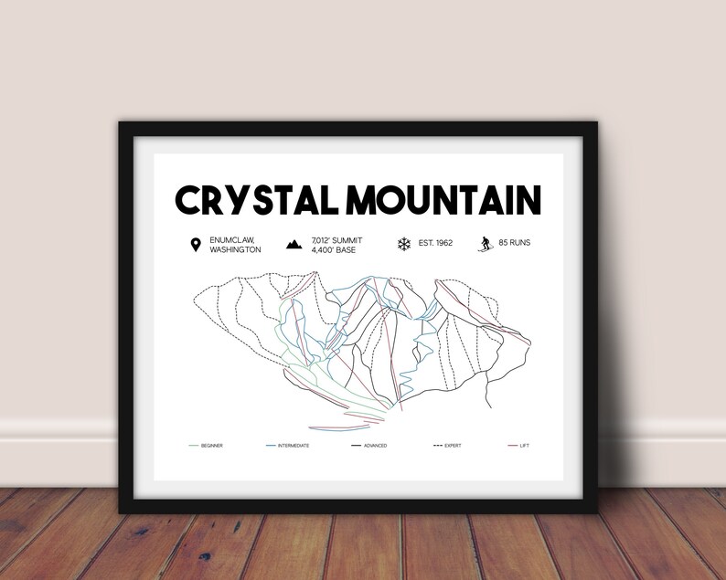 Crystal Mountain Printable Trail Map 16x20 - Etsy