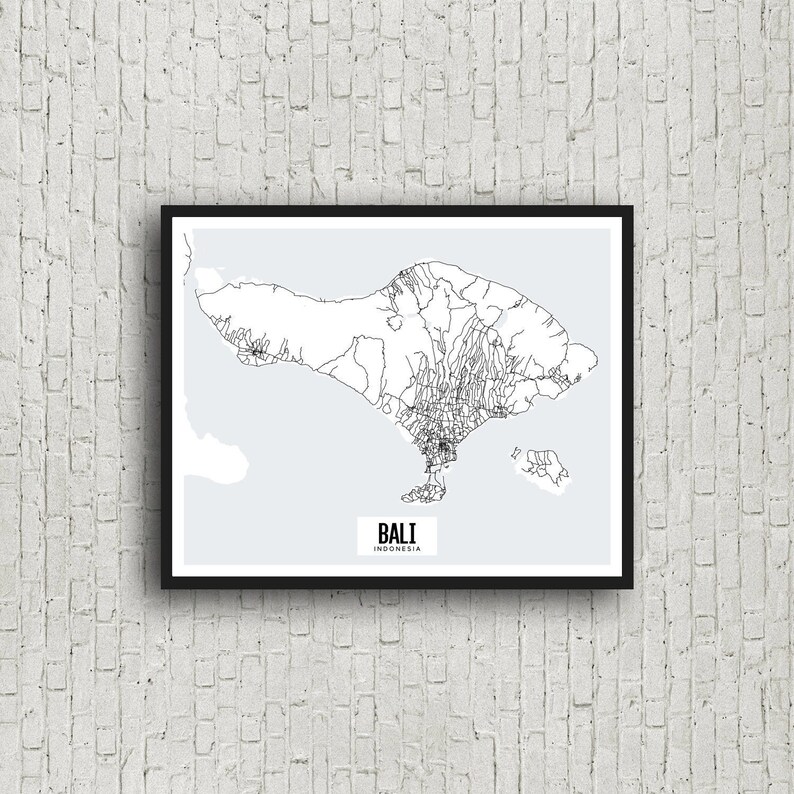 Bali Indonesia Printable Map Bali Map Art Indonesia Map - Etsy