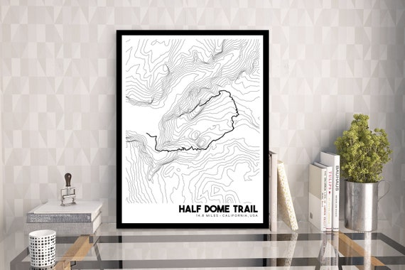 Half Dome Trail Topographic Map Printable Half Dome Map | Etsy