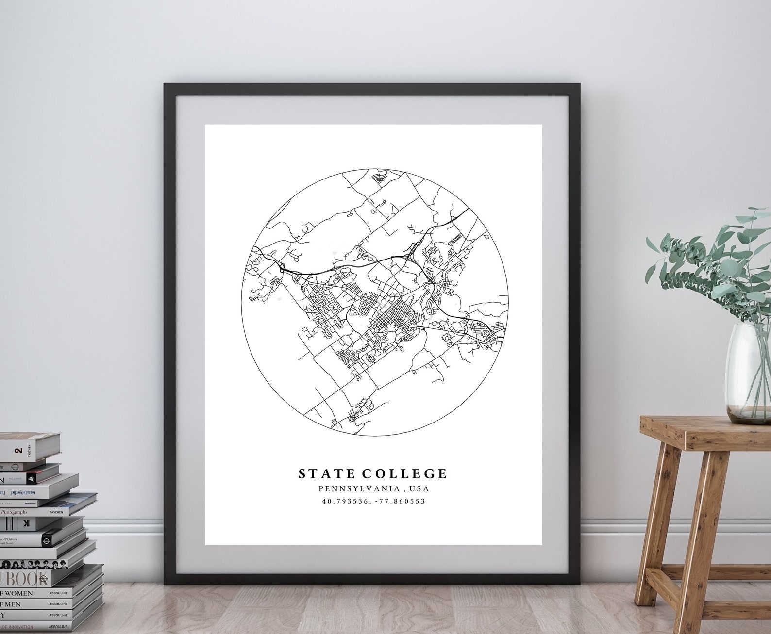 State College Printable Map State College Map Poster | Etsy