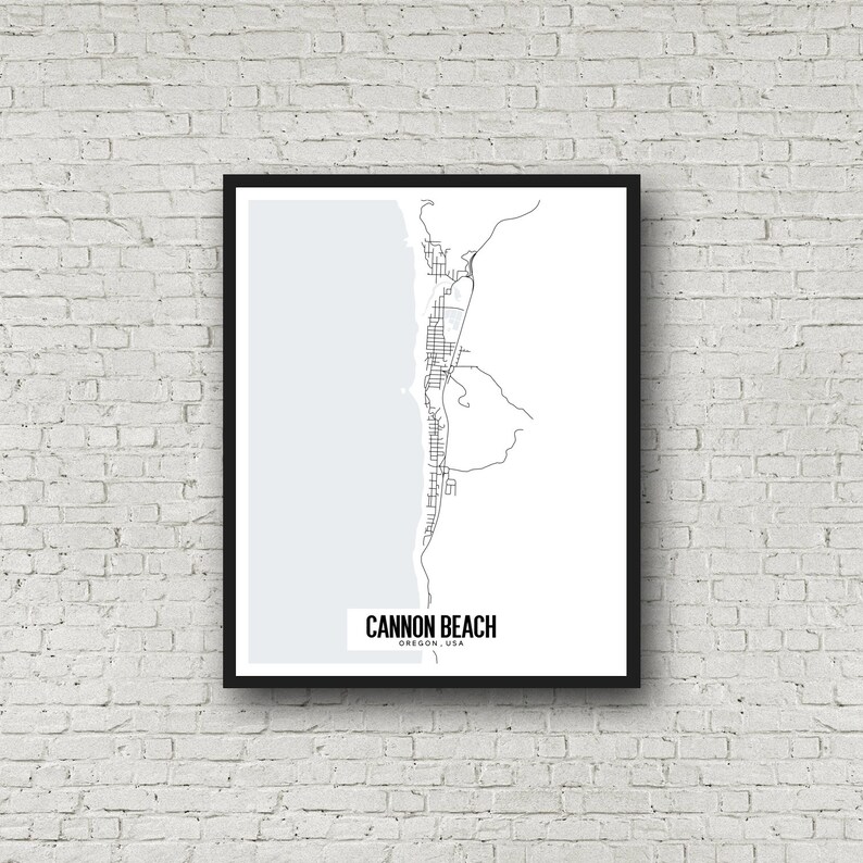 Cannon Beach Oregon Map Printable Oregon Wall Art Pacific - Etsy