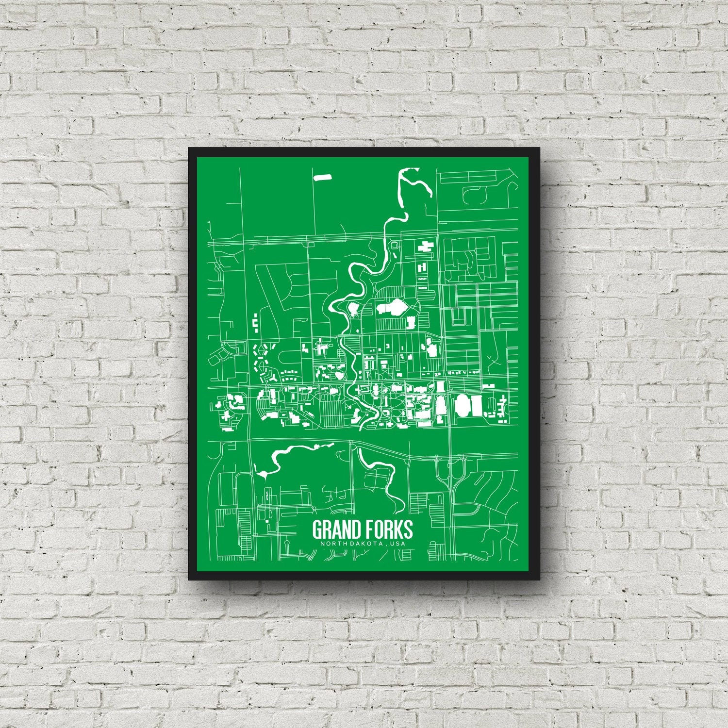 Grand Forks North Dakota Printable Map Grand Forks Campus - Etsy
