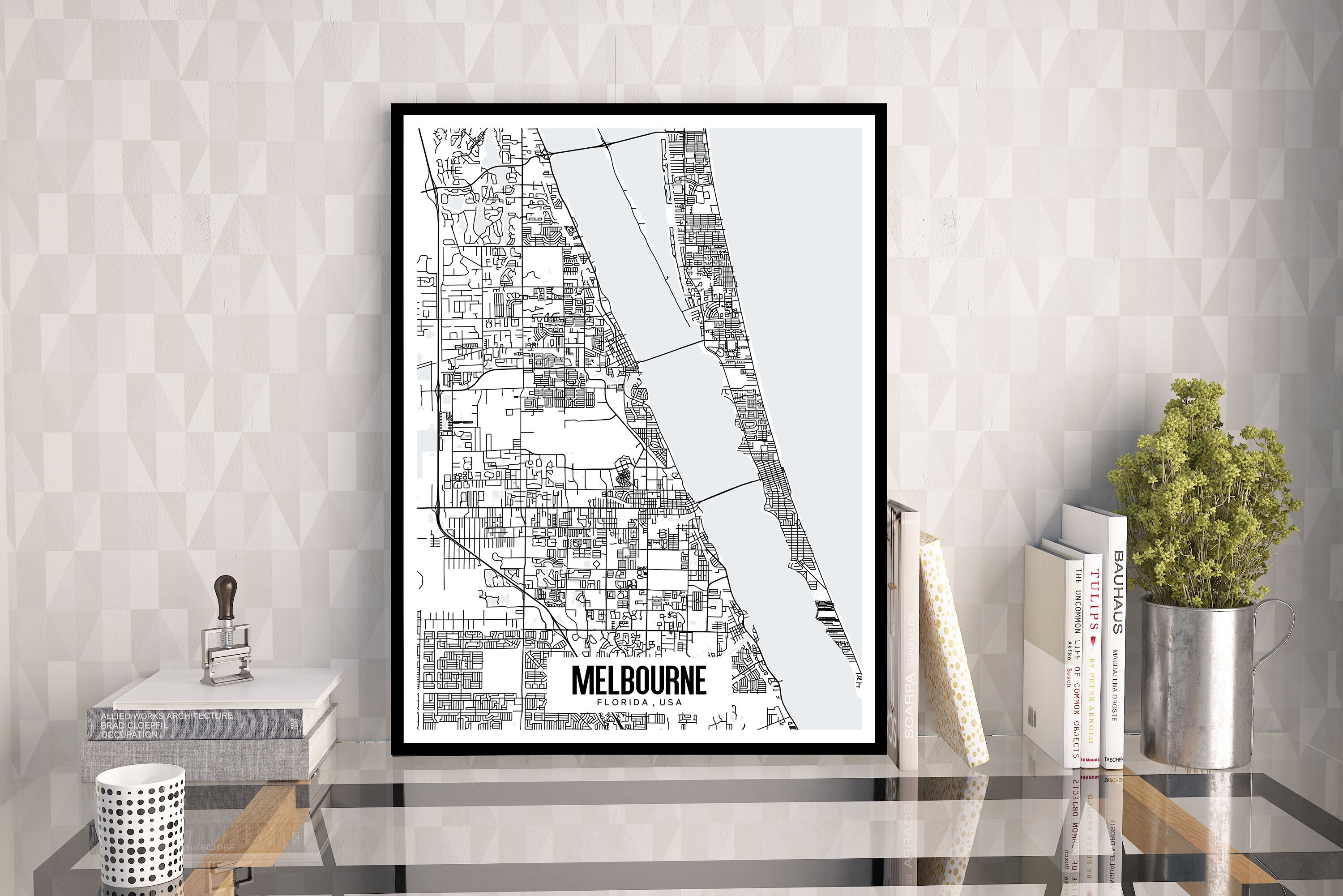 Melbourne Florida Map Printable Melbourne FL Map Art - Etsy