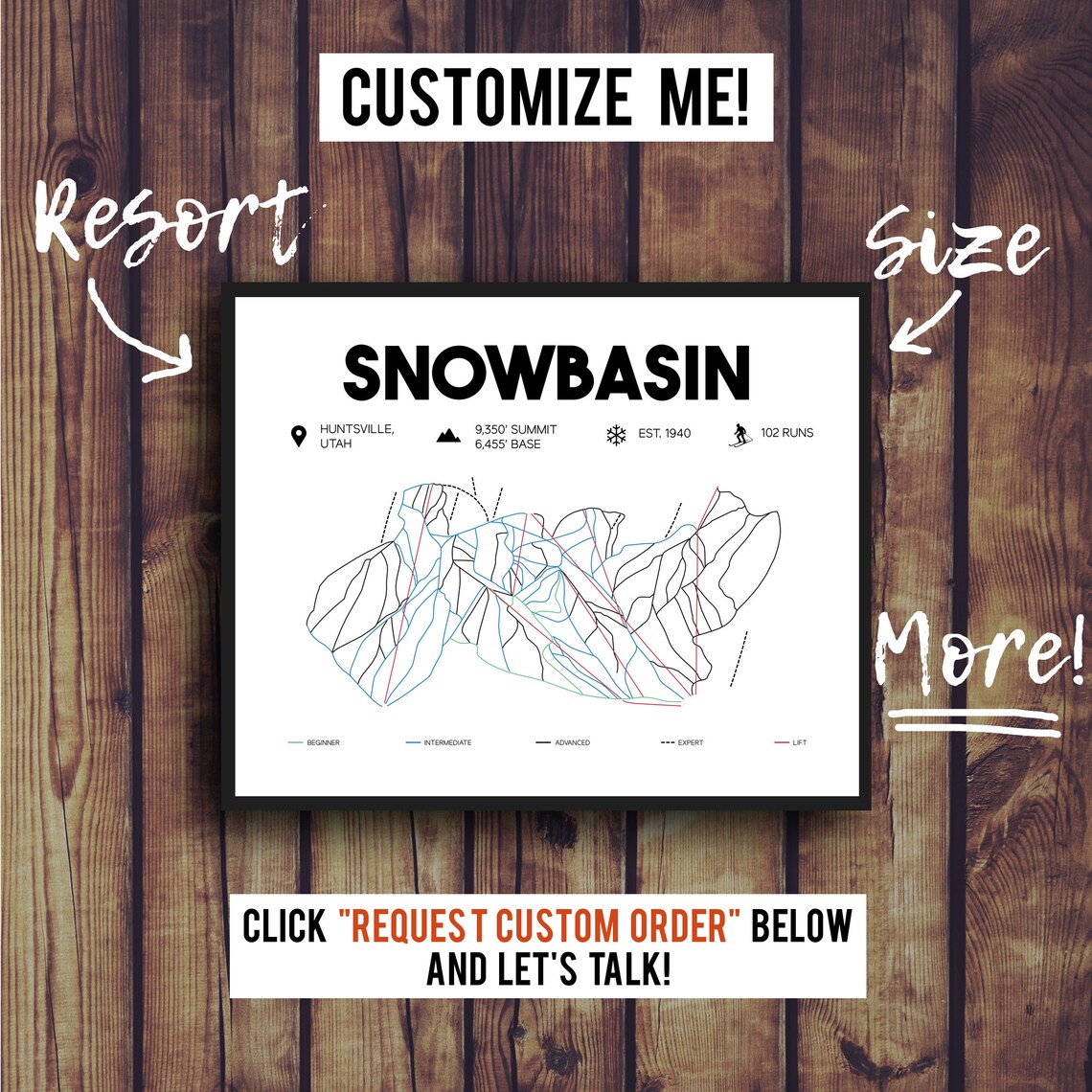 Snowbasin Ski Map Snowbasin Trail Map - Etsy