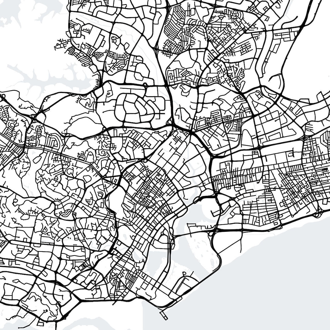 Singapore Printable Map Singapore City Map Art Asia Map - Etsy