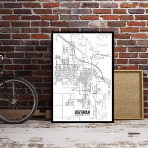 Bozeman Montana Map Printable Montana Map Art Bozeman Map - Etsy
