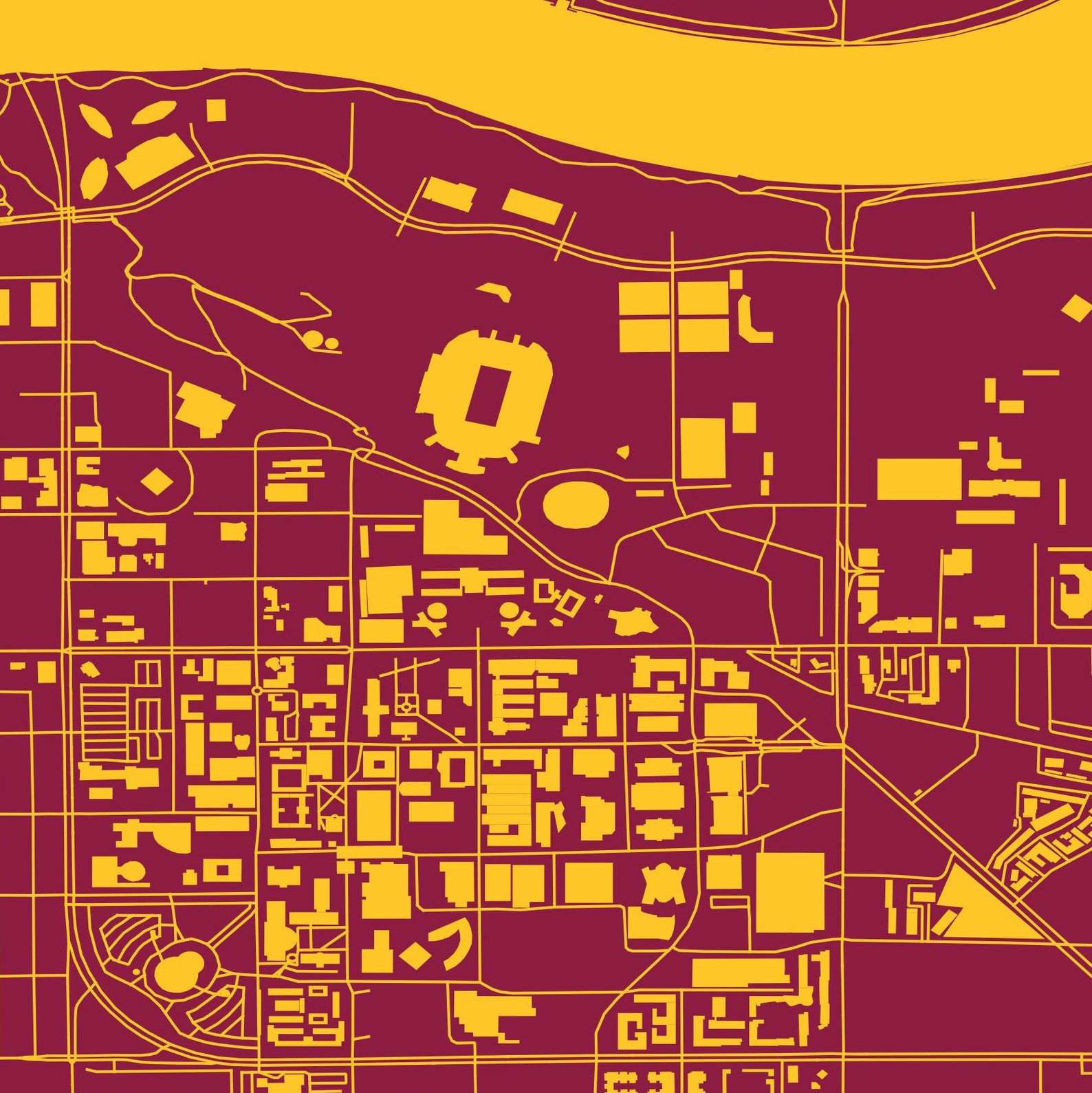 Arizona State Printable Map Tempe Wall Art Gift for College - Etsy