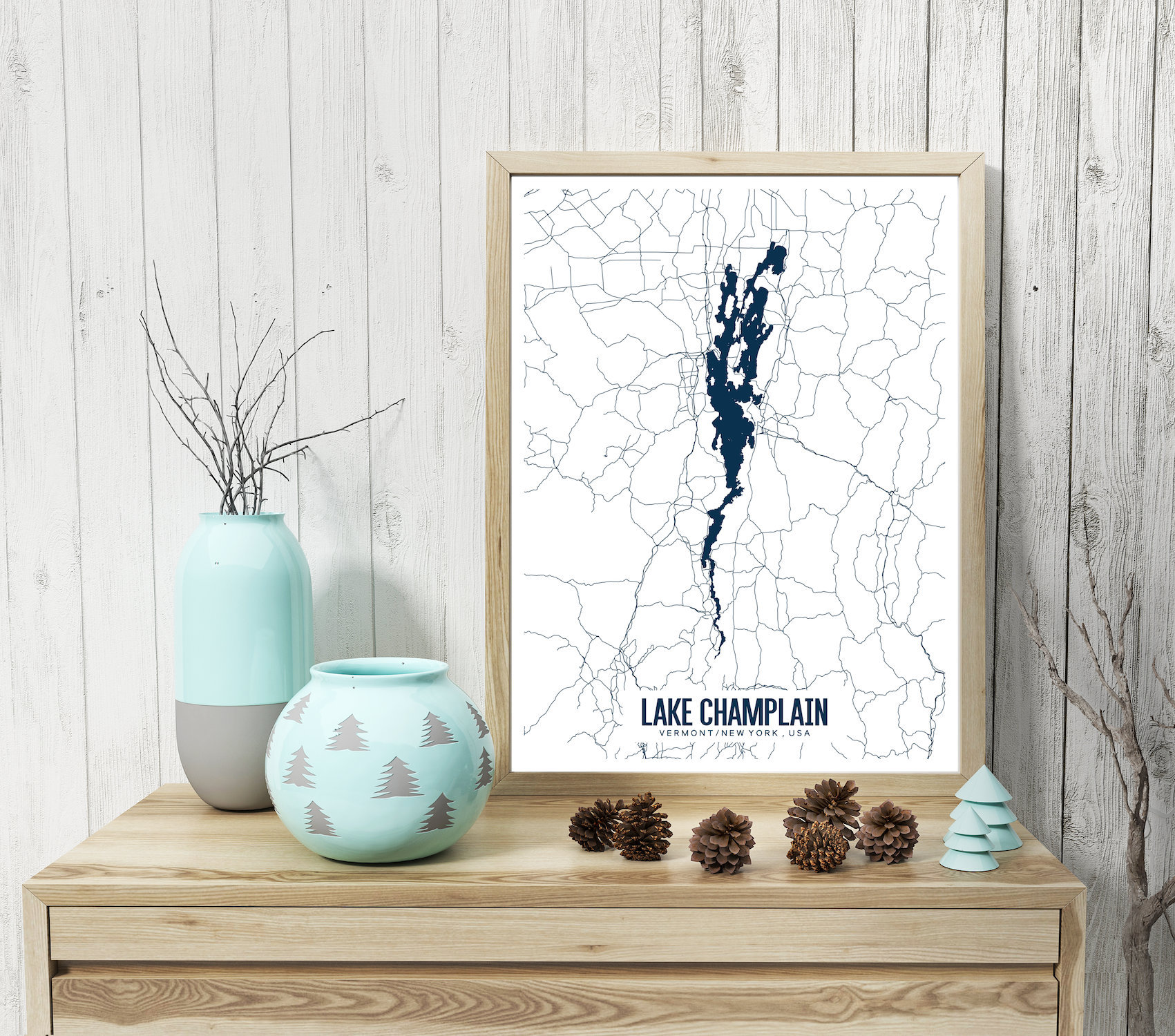 Lake Champlain Printable Map Lake Champlain Wall Art Lake - Etsy