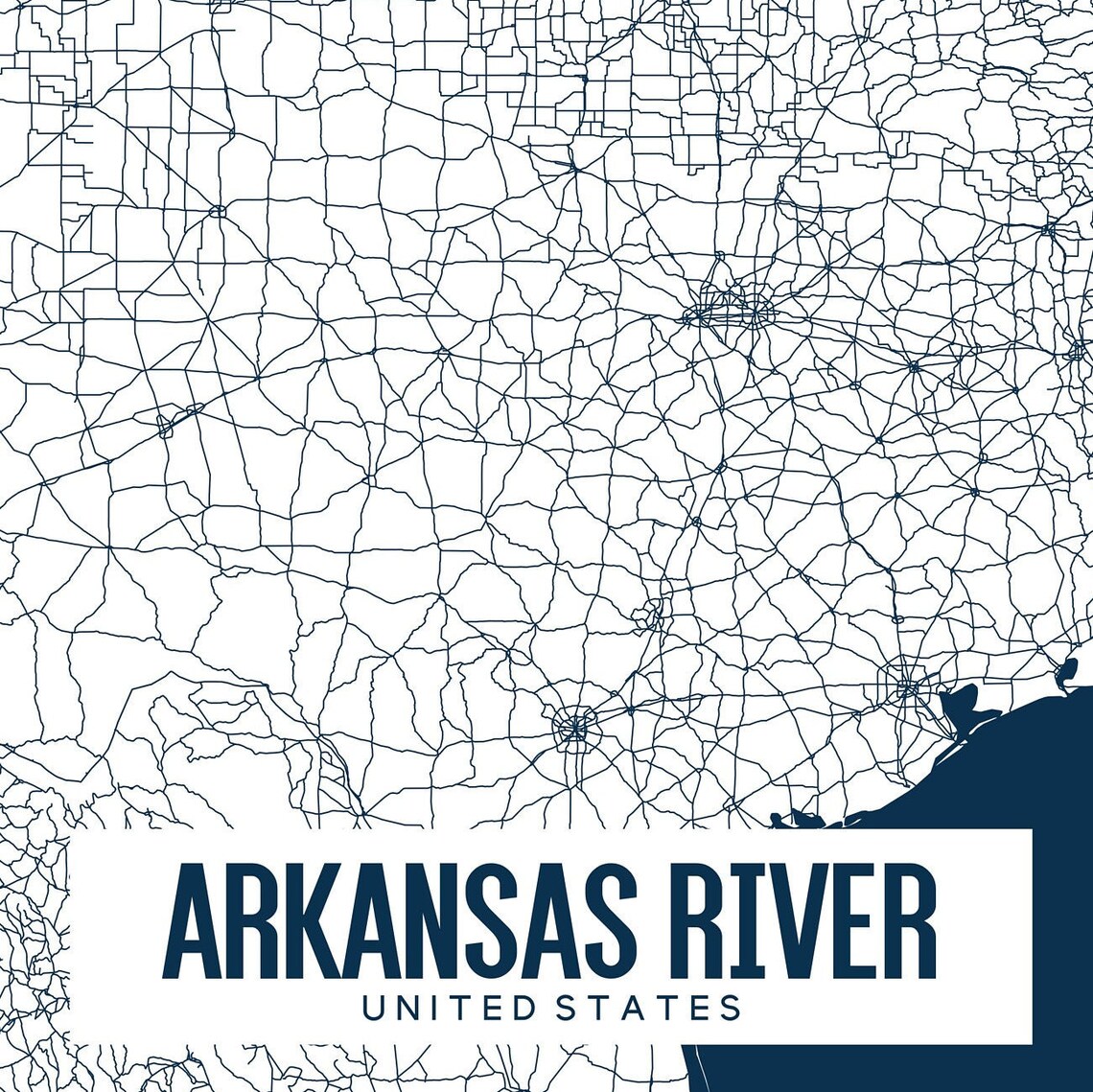 Arkansas River Printable Map Poster Arkansas River Map | Etsy