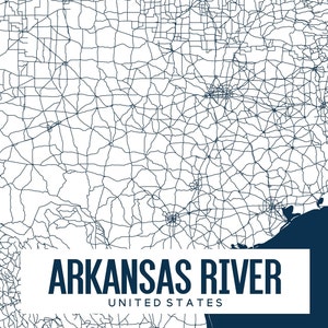 Arkansas River Printable Map Poster, Arkansas River Map, Arkansas River ...