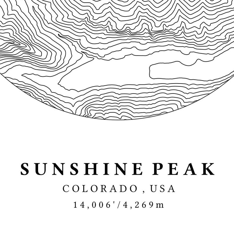 Sunshine Peak Topographic Map Sunshine Peak Map Colorado | Etsy