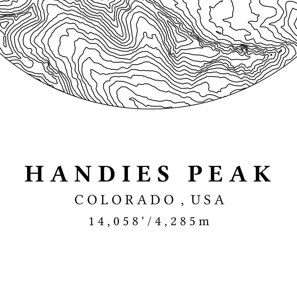 Handies Peak Printable Topographic Map, Colorado Wall Art, Outdoors ...