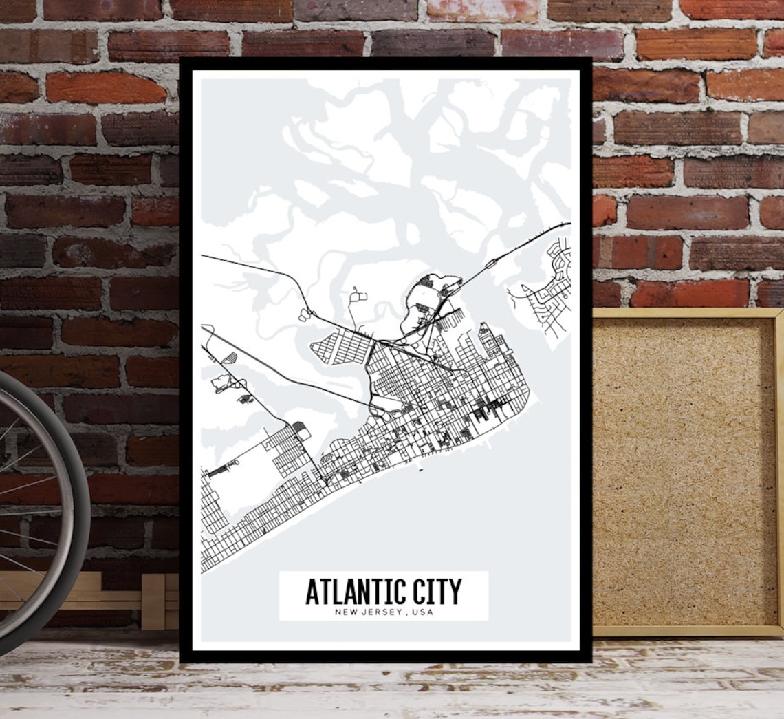 Atlantic City New Jersey Printable Map Atlantic City Map New - Etsy