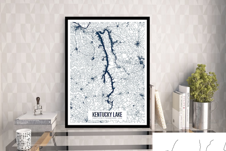 Kentucky Lake Printable Map Poster Kentucky Lake Digital - Etsy