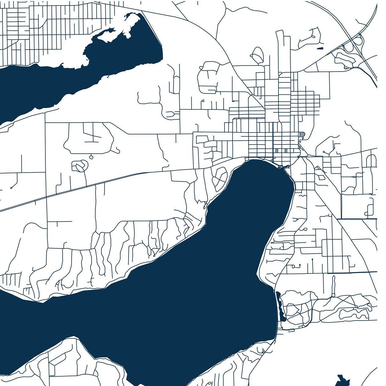 Lake Geneva Printable Map Lake Geneva Wall Art Wisconsin Map - Etsy