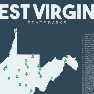 West Virginia State Parks Map Printable (Download Now) - Etsy