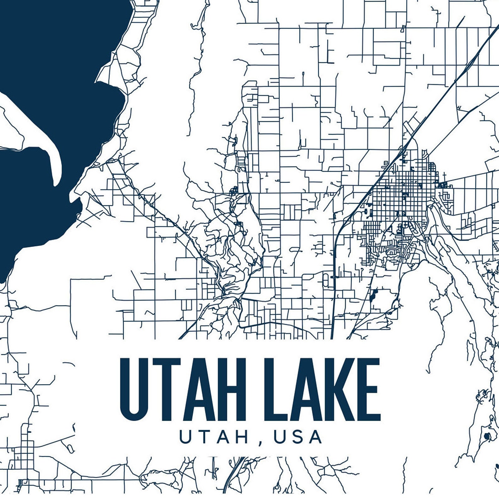 Utah Lake Utah Printable Map Utah Lake Wall Art Utah Lake - Etsy