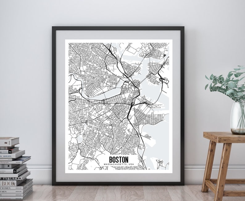 Boston Printable Map Boston Map Poster Boston Massachusetts | Etsy