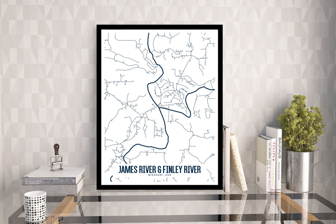 James River and Finley River Confluence Printable Map, Missouri Wall ...
