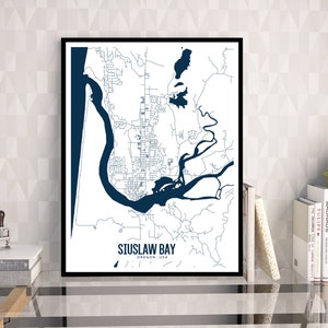 Siuslaw Bay Oregon Printable Map, Siuslaw River Map, Florence Oregon ...
