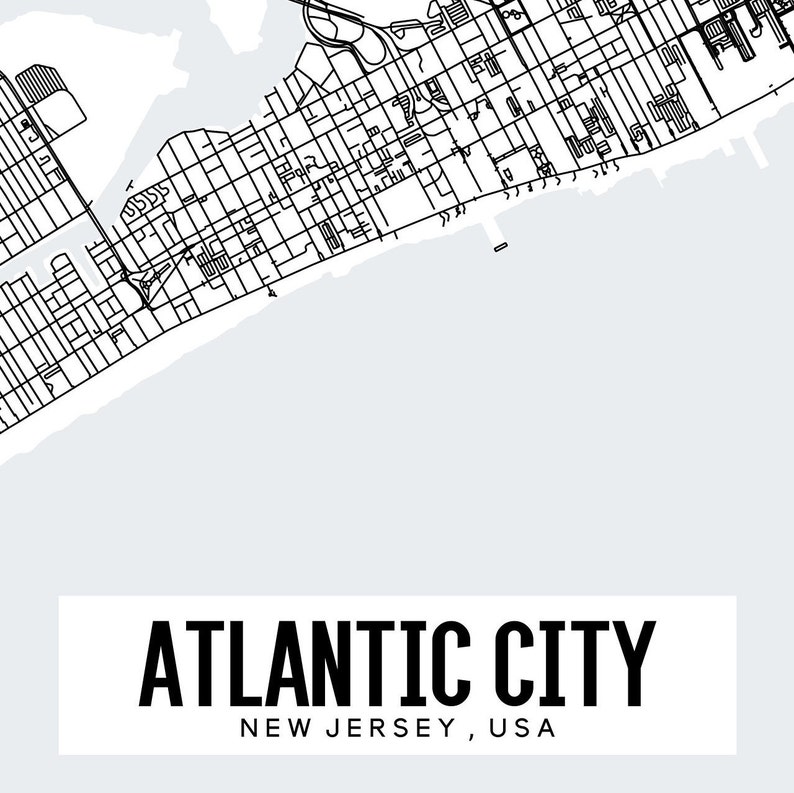 Atlantic City New Jersey Printable Map Atlantic City Map New - Etsy