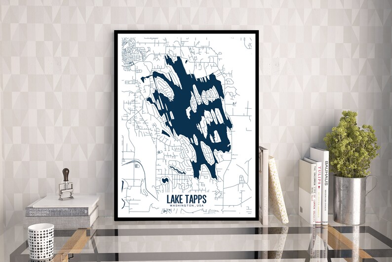 Lake Tapps Washington Printable Map Lake Tapps Wall Art Lake - Etsy