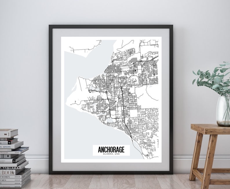 Anchorage Alaska Map Printable Anchorage Map Art Alaska Map | Etsy