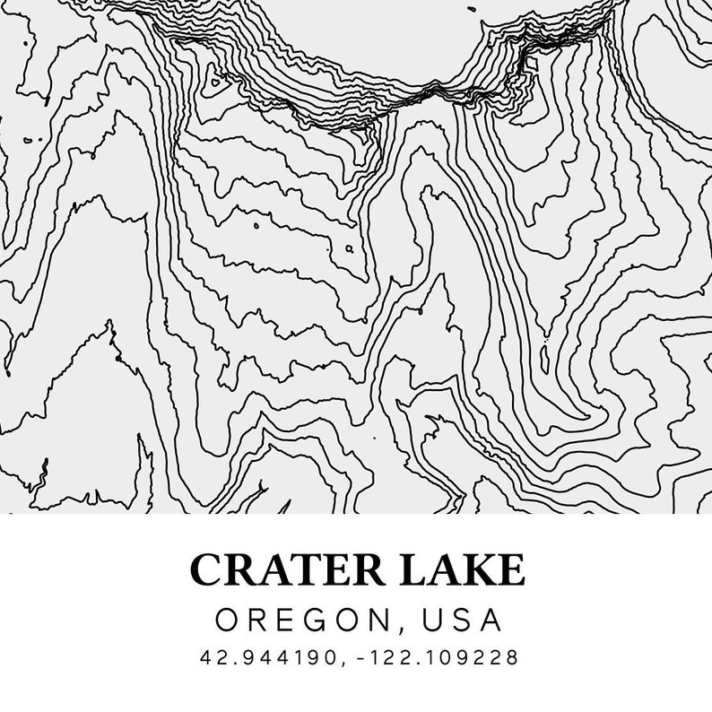 Crater Lake Printable Topographic Map, Crater Lake Map, Crater Lake ...