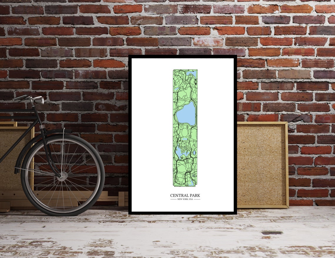 Central Park Map Printable NYC Map Poster Central Park Wall - Etsy