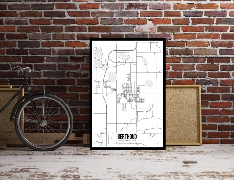Berthoud Colorado Printable Map Berthoud Map Art Colorado - Etsy