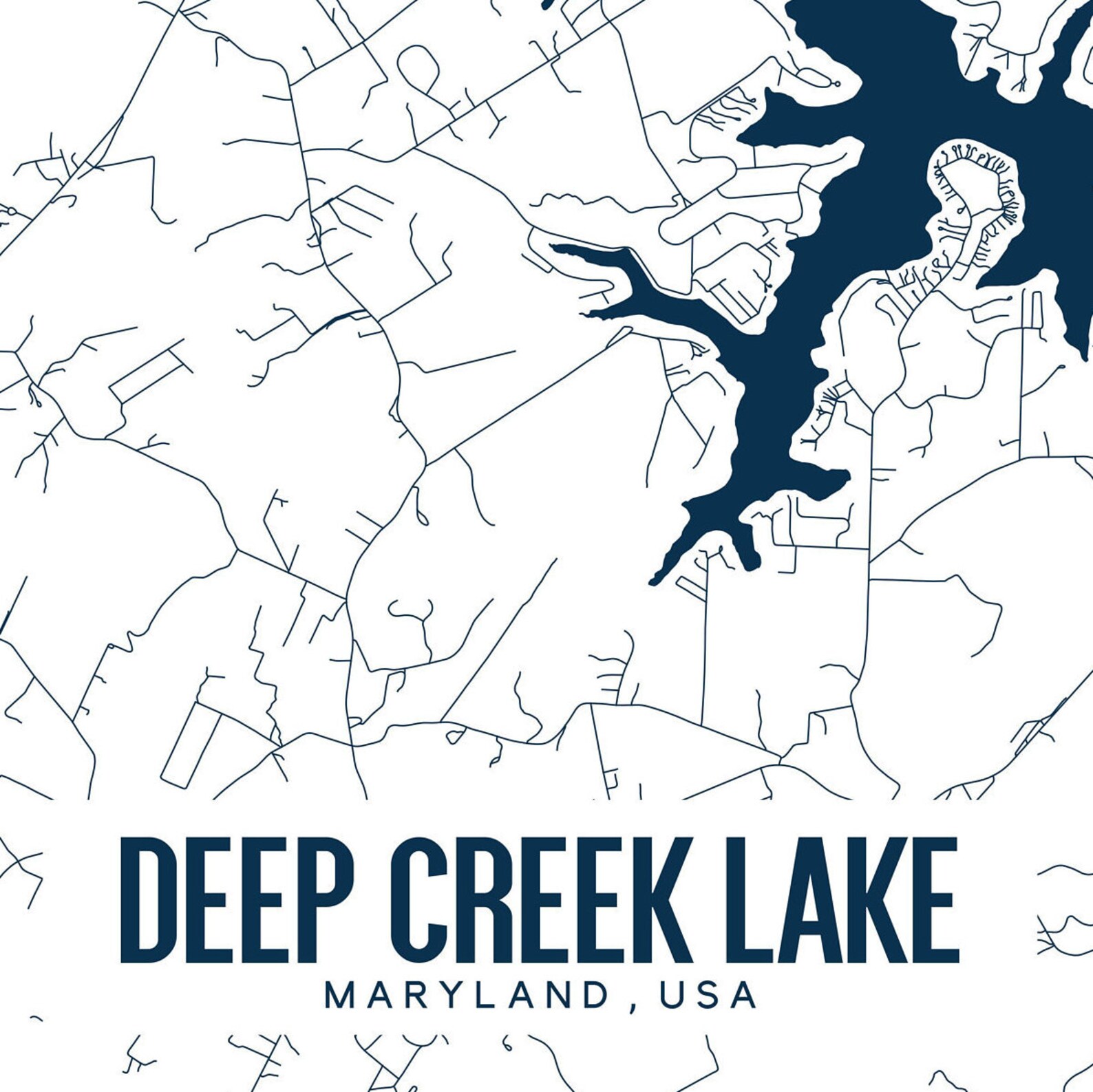 Deep Creek Lake Printable Map Deep Creek Lake Map Deep Creek | Etsy